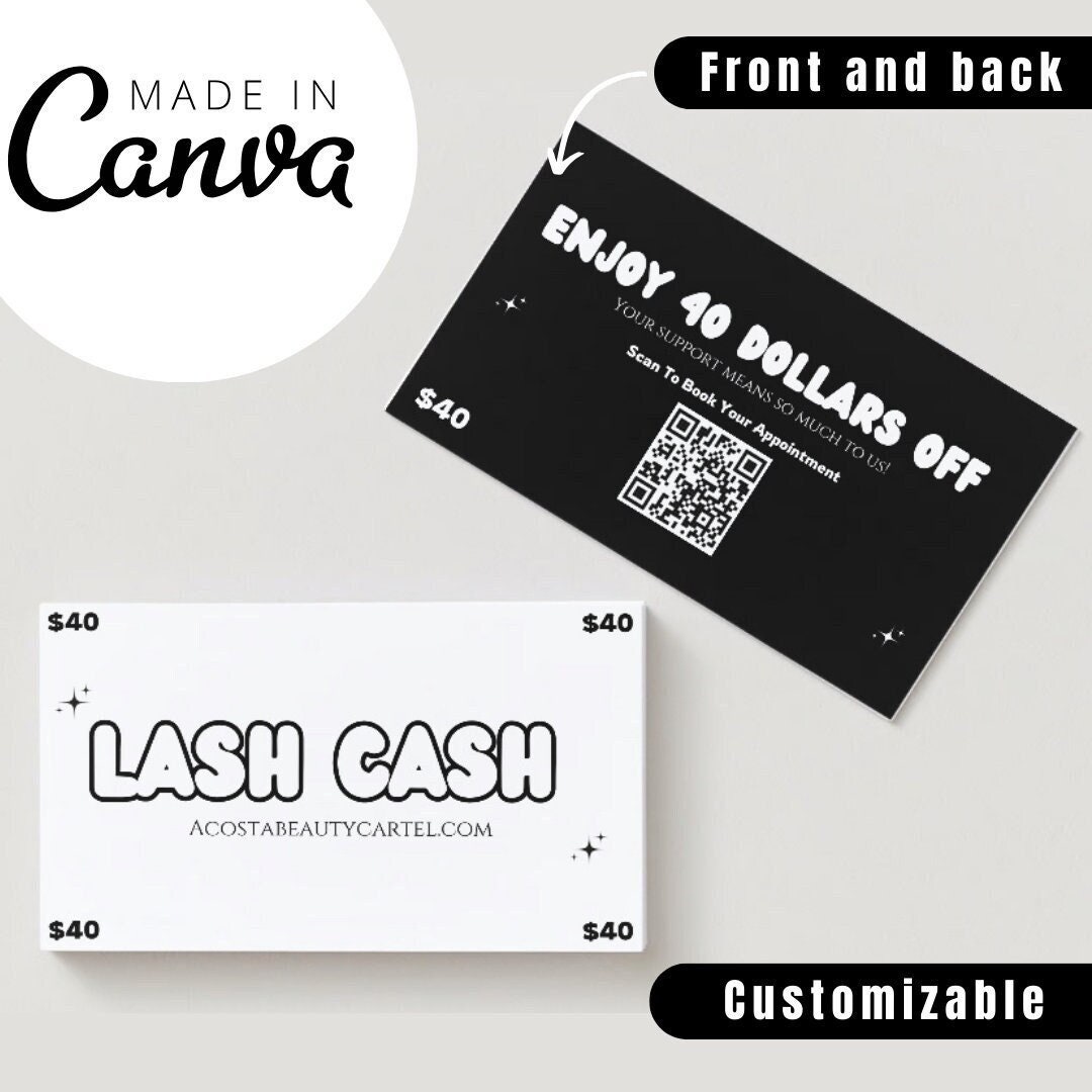 Lash Cash, Lash Cards, Referral Certificate, Cash Certificate, Loyalty ...
