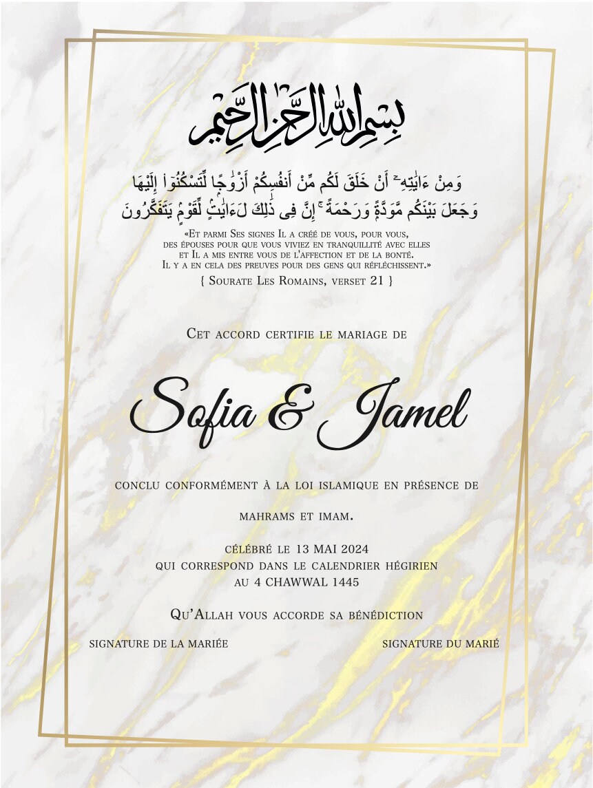 Islamic Nikkah Certificate, Muslim Marriage Certificate. Poster Return ...