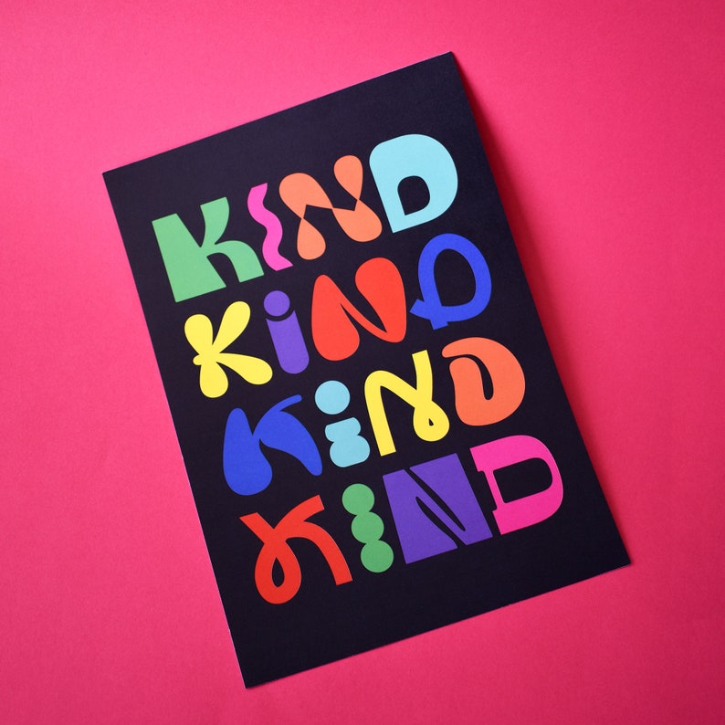 KIND - A4 Typographic Print - Etsy