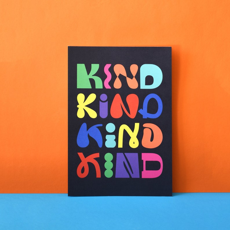 KIND - A4 Typographic Print - Etsy