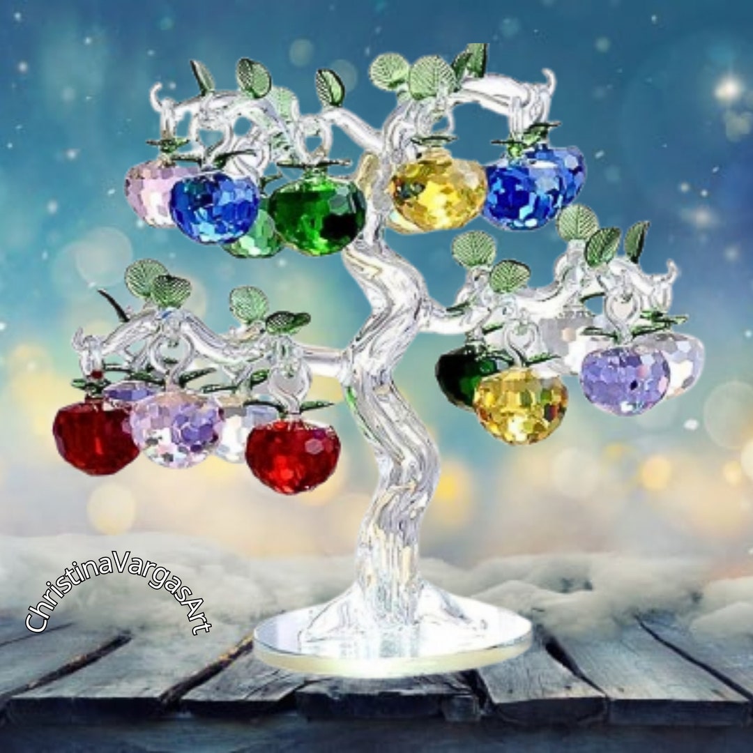 Decorative Artificial Tree With Multicolored Crystal Ornaments - Etsy