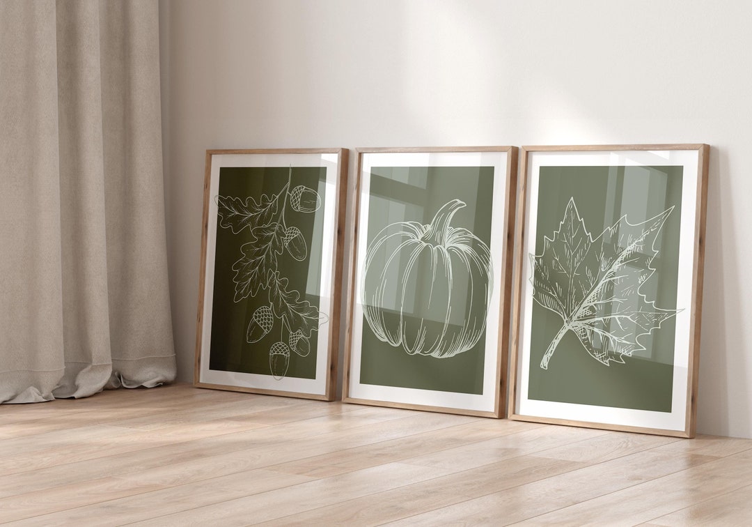 Autumn Printable Art Set of 3, Warm Fall Prints, Autumn Pumpkin Print ...