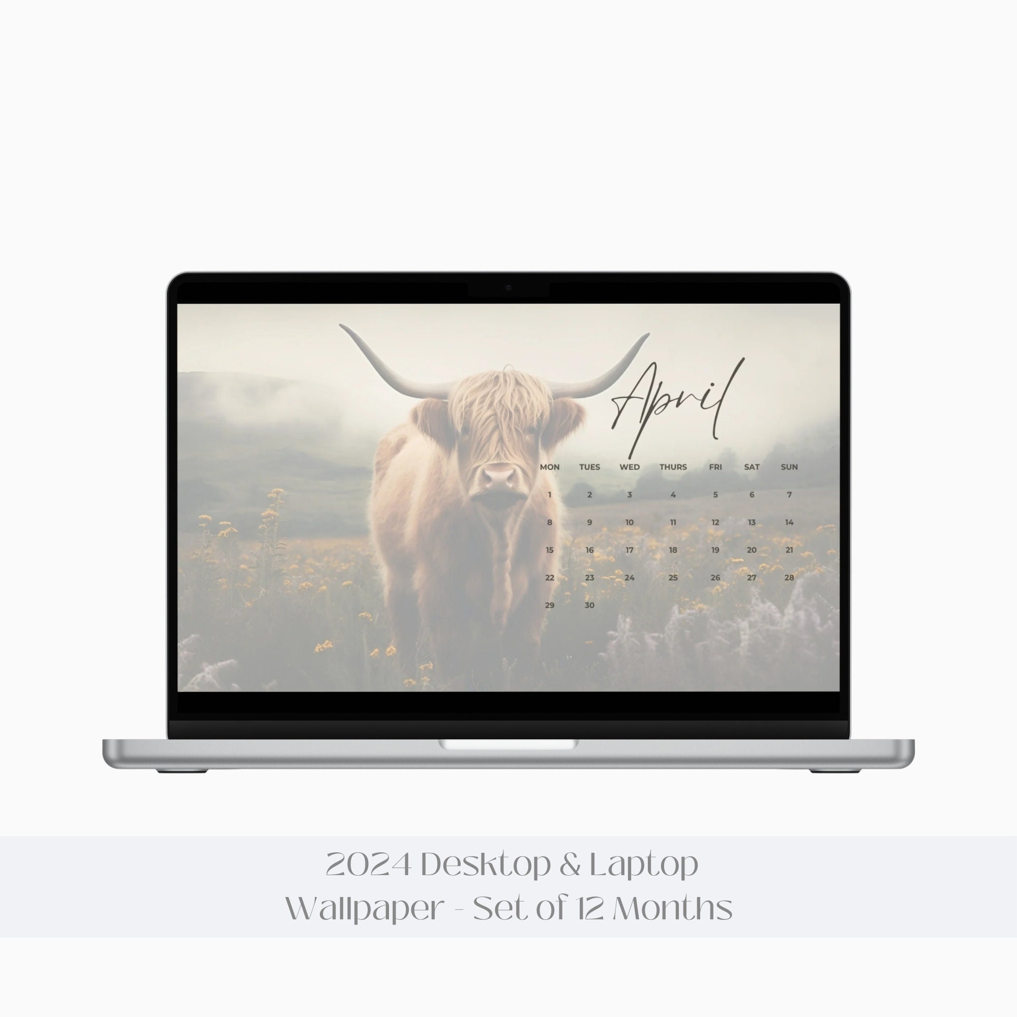 2024 Monthly Desktop Calendar Wallpaper Calendar Background, Rustic ...