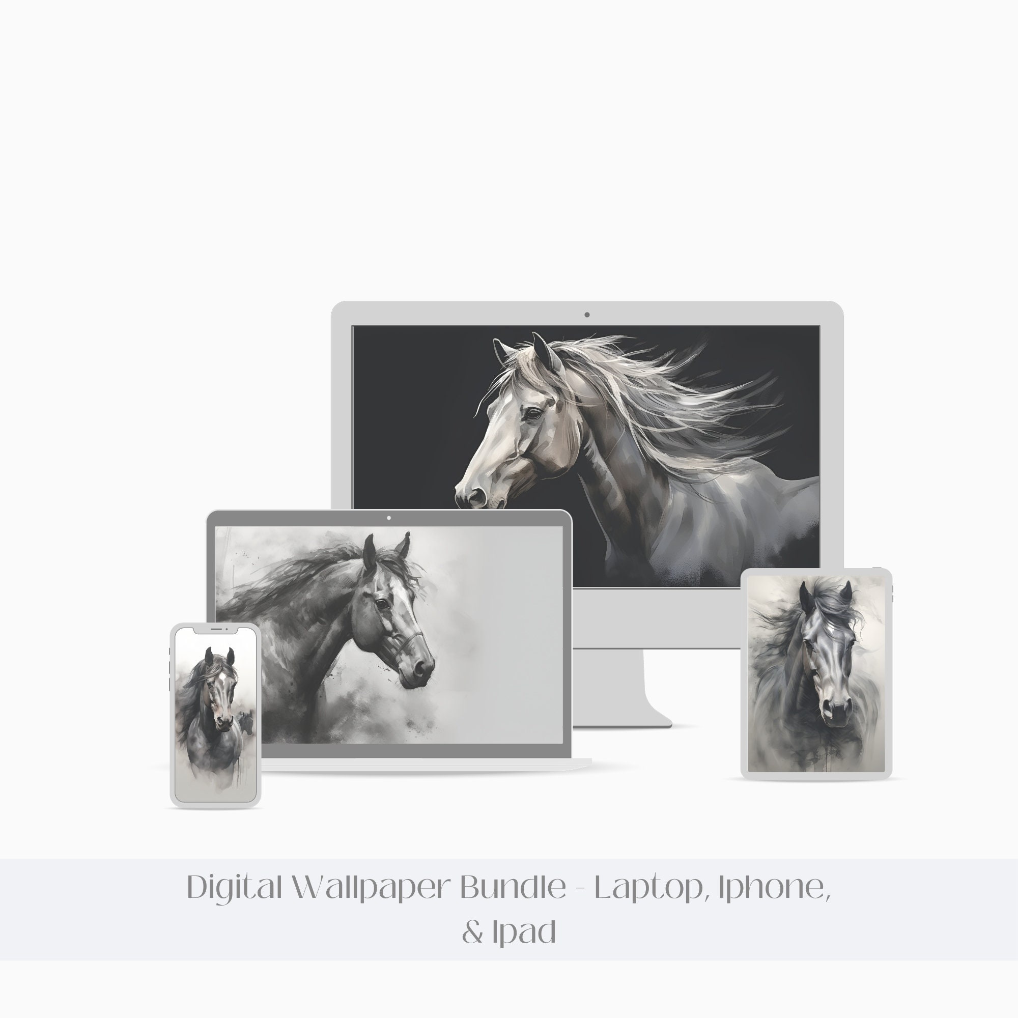 Watercolor Horses Digital Wallpaper, iPhone iPad Laptop Wallpaper ...