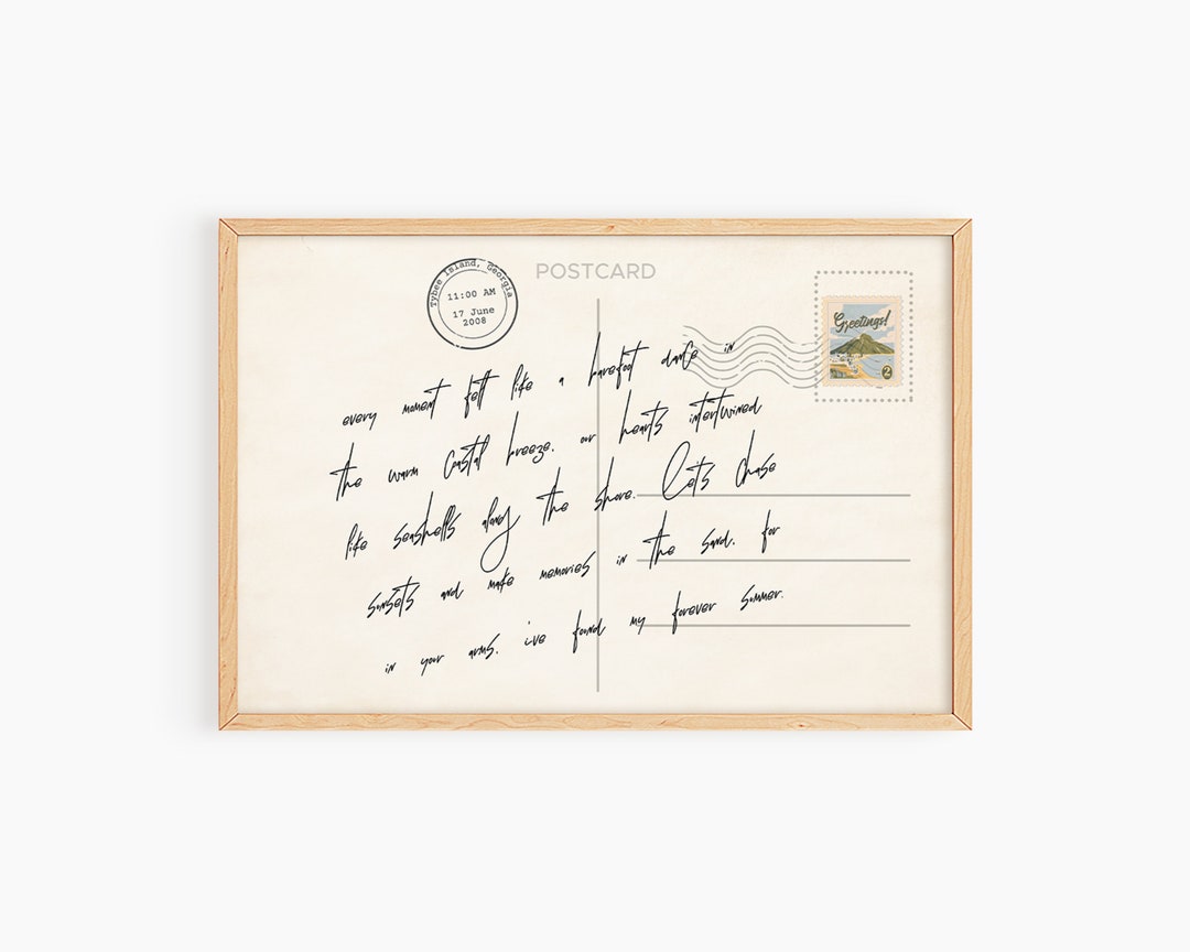 Coastal Love Letter, Coastal Aesthetic Art, Beach Love Letter Post Card ...