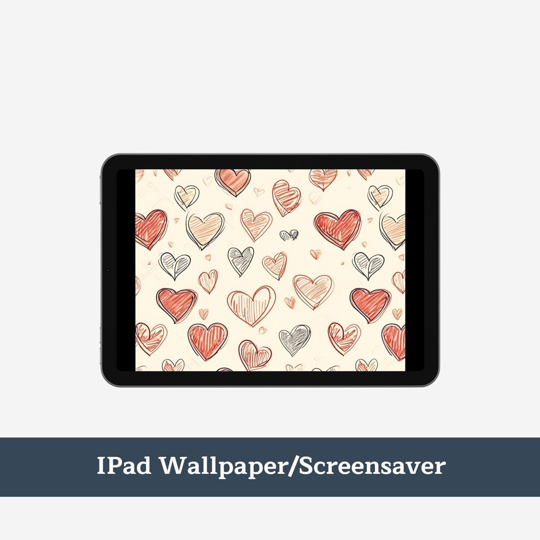 Aesthetic iPad WALLPAPER, Neutral Heart Digital Tablet Background ...