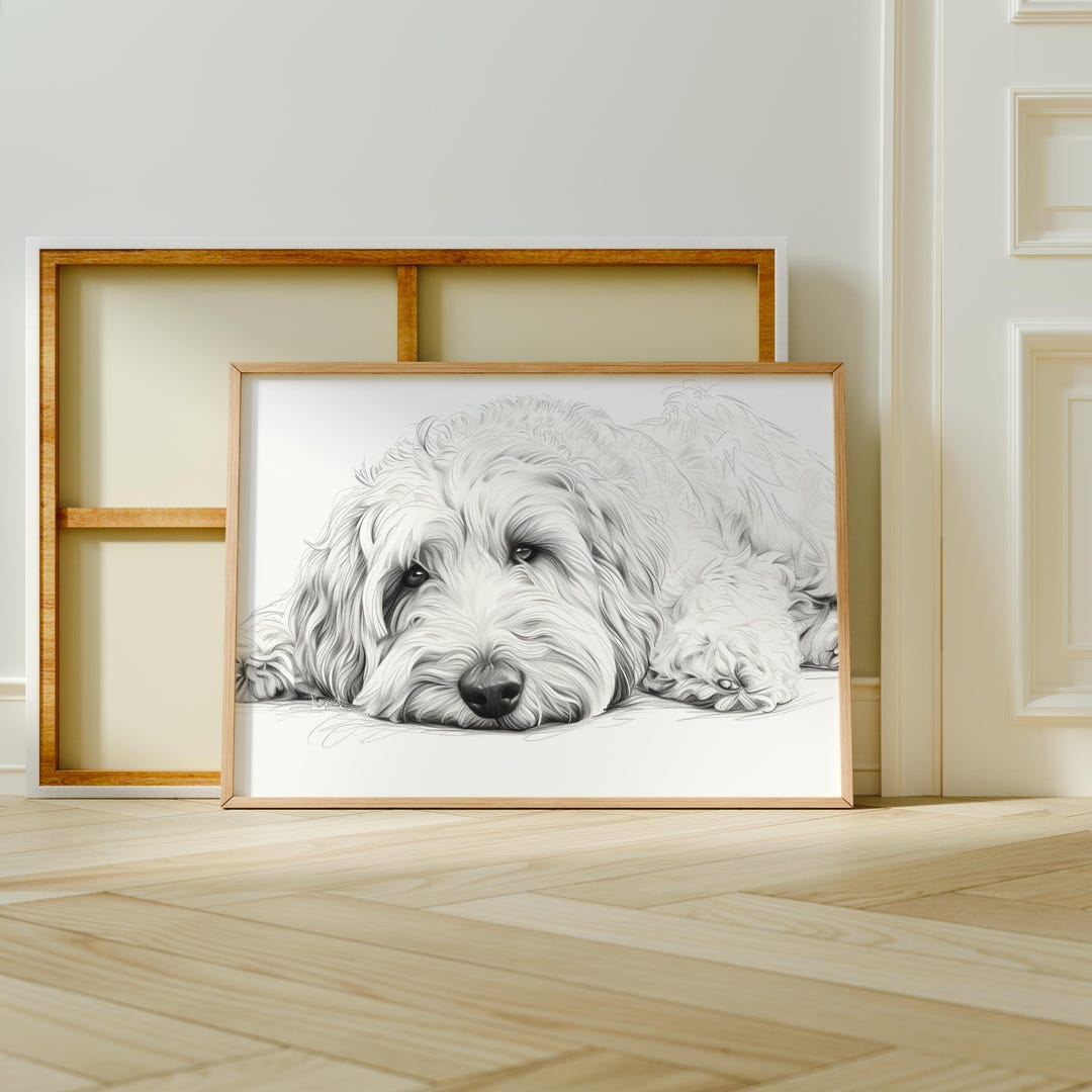 Golden Doodle Wall Art Print, Watercolor Doodle Dog Art Print ...