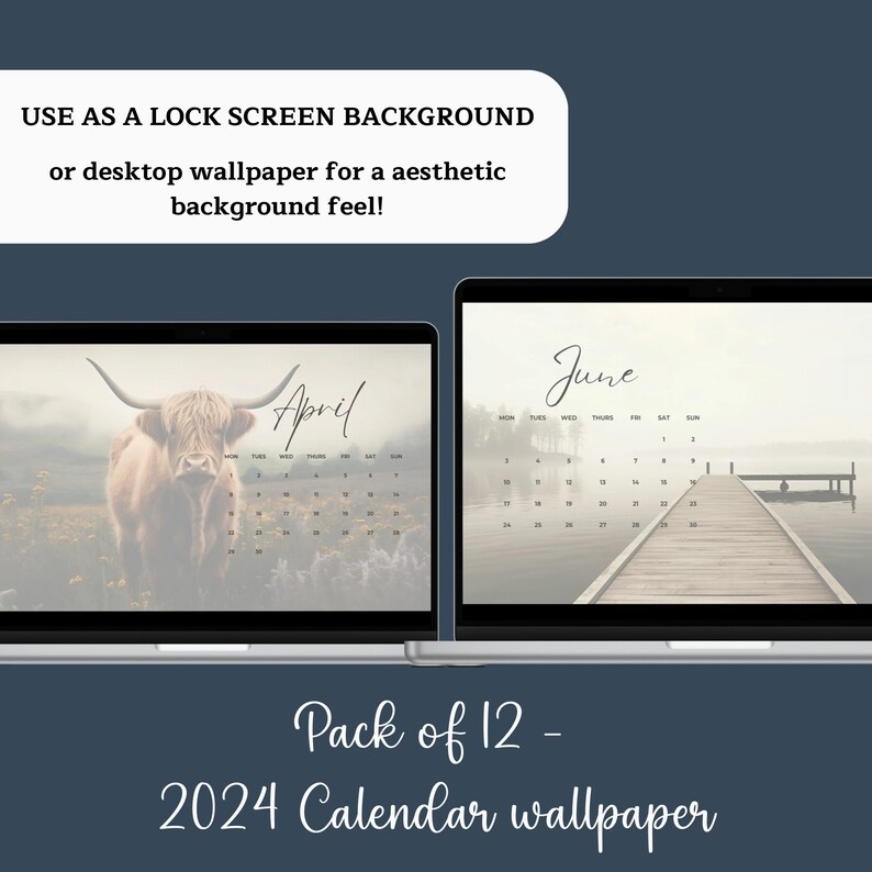 2024 Monthly Desktop Calendar Wallpaper Calendar Background, Rustic ...