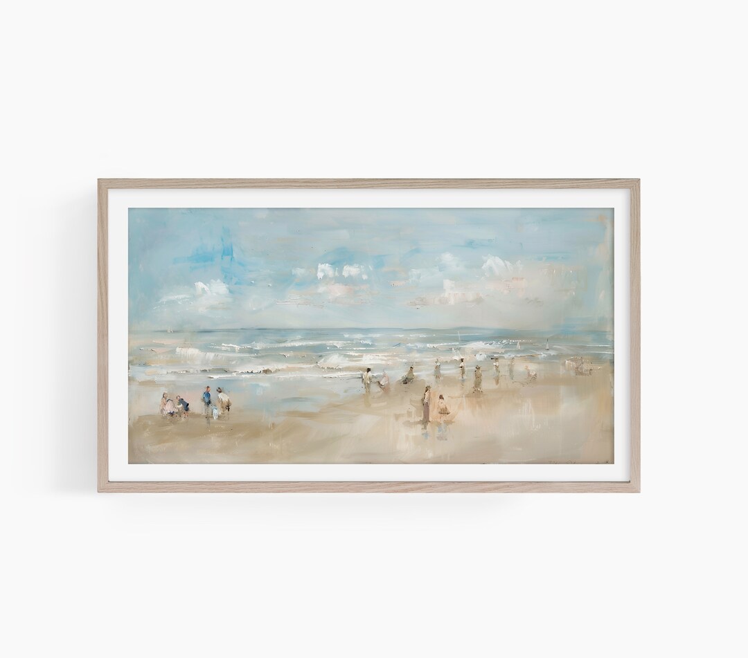 Swimmer Frame Tv Art, Abstract Beach Vacation Frame TV Art, Vintage ...