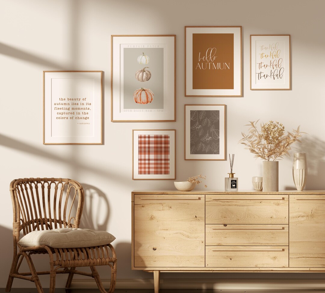 Thanksgiving Gallery Wall Set, Set of 6 Art Prints, Fall Decoration ...