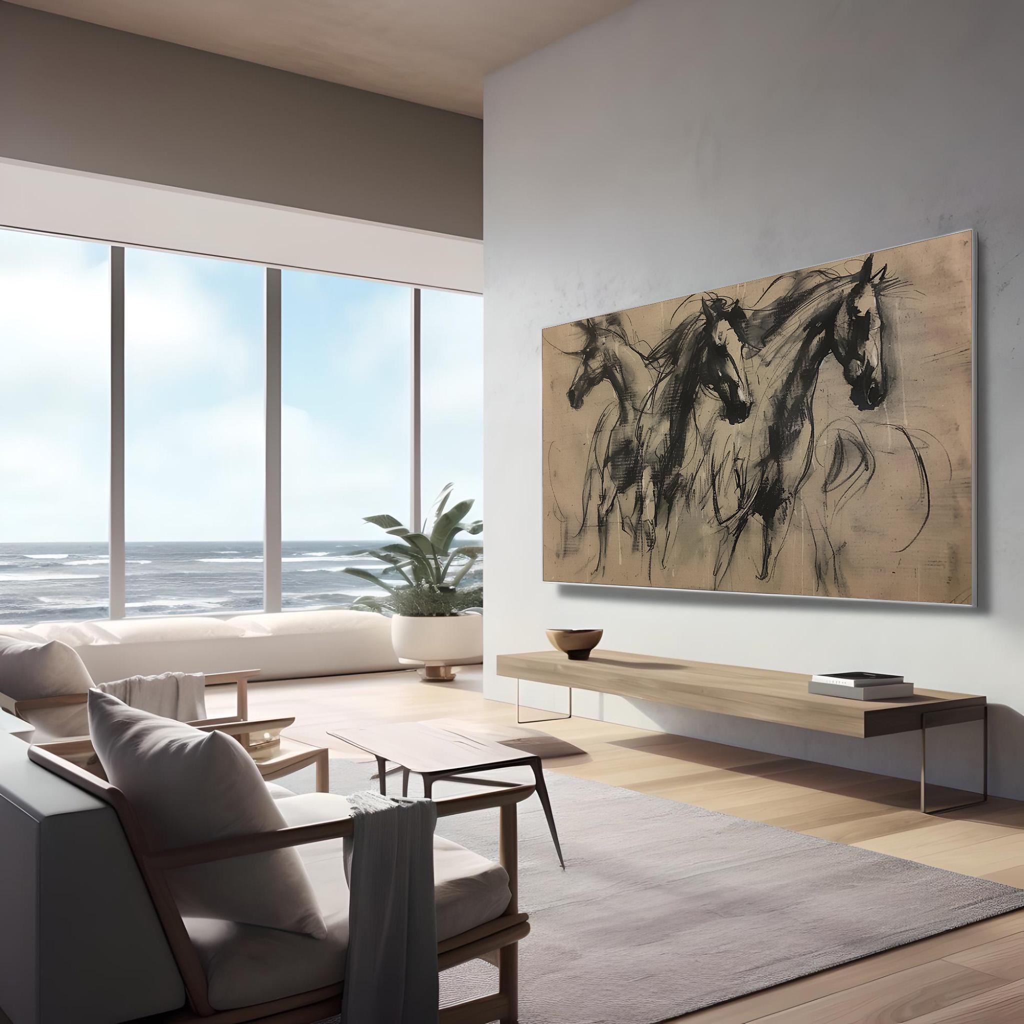 Vintage Drawing Frame TV Art, Horse Sketch Hisense Tv Art, Moody Sketch ...