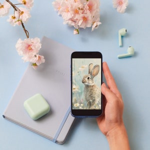 Easter Bunny Digital Wallpaper, iPhone iPad Laptop Wallpaper Background ...