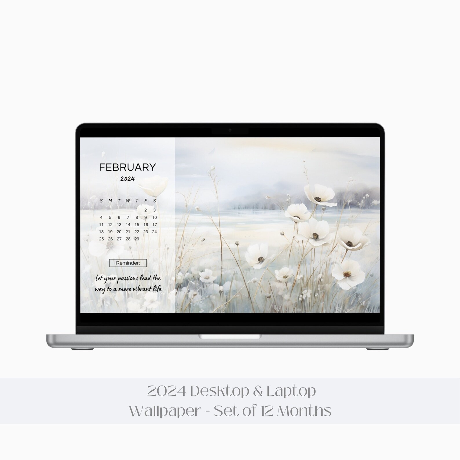 2024 Monthly Desktop Wallpaper Calendar, Floral Calendar Screensaver ...