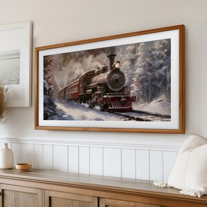 Frame TV Christmas Train, Moody Winter Landscape, Samsung Frame TV Art ...