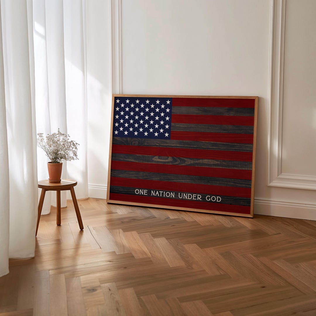 One Nation Under God American Flag Printable Wall Art, Christian Art ...