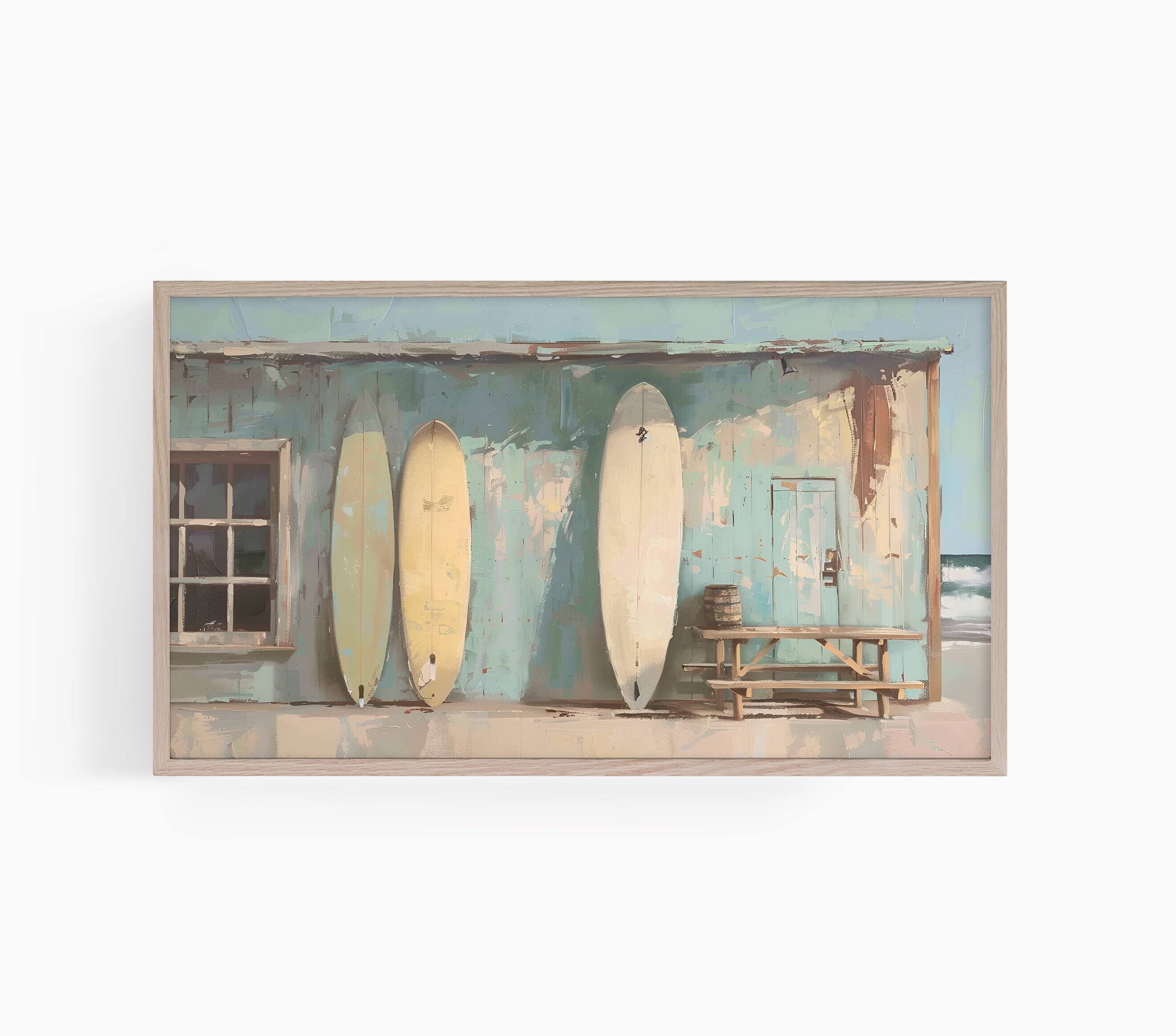 Surfboard Frame Tv Art, Beach Shack Tv Art, Coastal Frame Tv Art, Gone ...