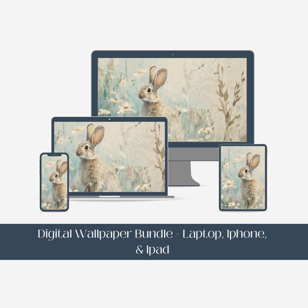 Easter Bunny Digital Wallpaper, iPhone iPad Laptop Wallpaper Background ...