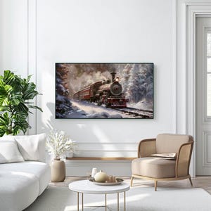Frame TV Christmas Train, Moody Winter Landscape, Samsung Frame TV Art ...