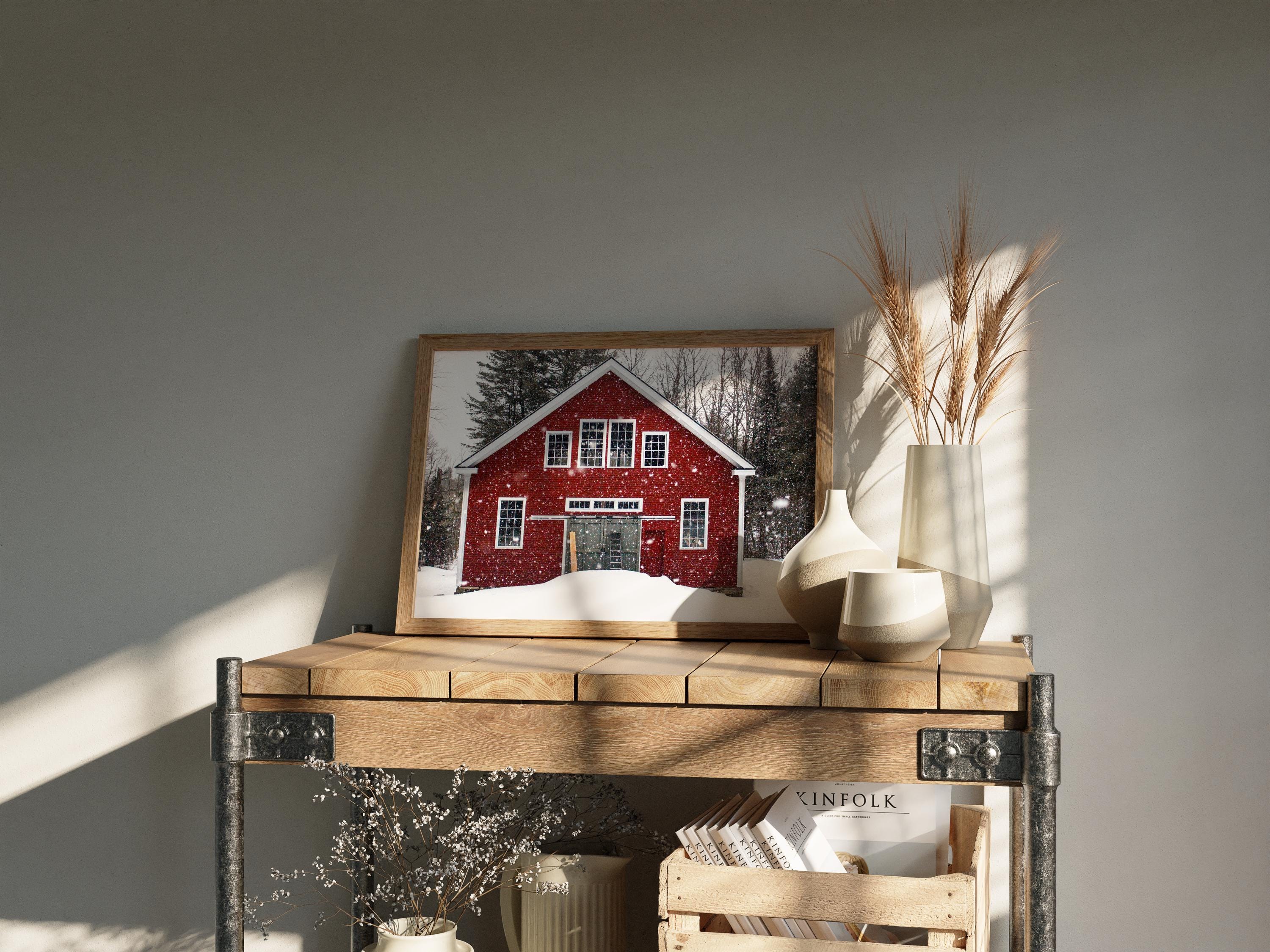 Snowy Red Barn Wall Art, Printable Farmhouse Decor, Barn Print, Winter ...