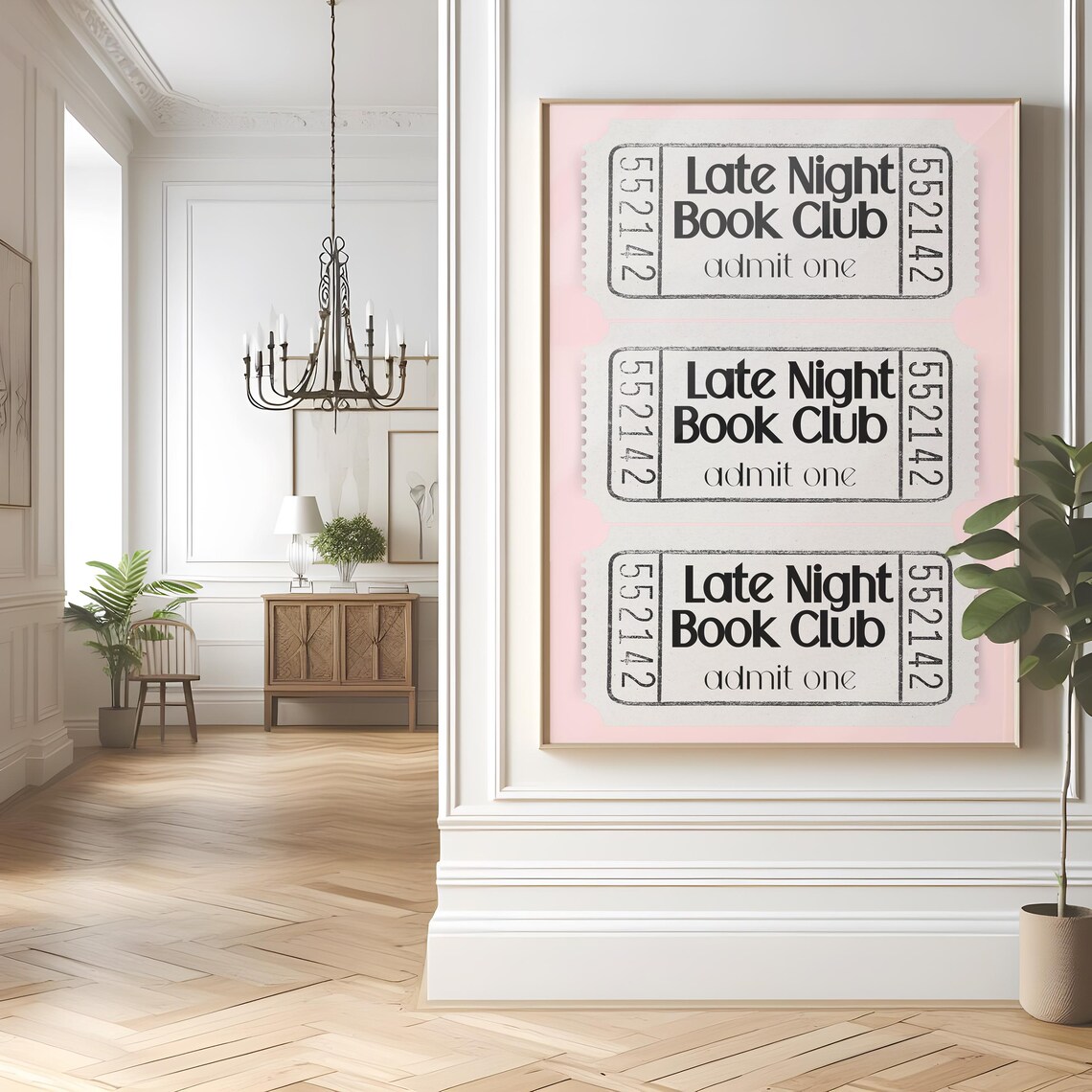 Late Night Book Club Wall Art, Book Club Ticker Wall Art, Retro Ticket ...
