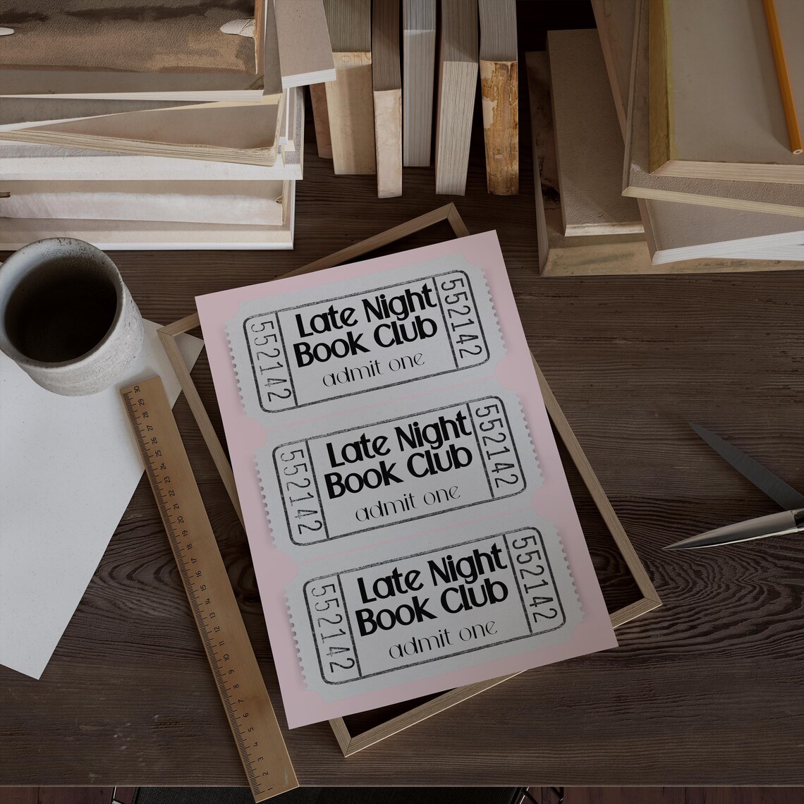 Late Night Book Club Wall Art, Book Club Ticker Wall Art, Retro Ticket ...
