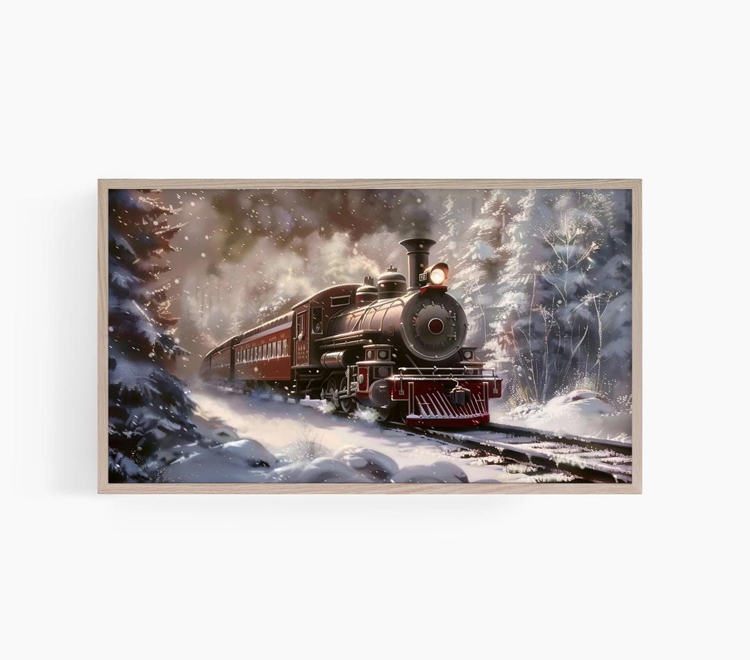 Frame TV Christmas Train, Moody Winter Landscape, Samsung Frame TV Art ...