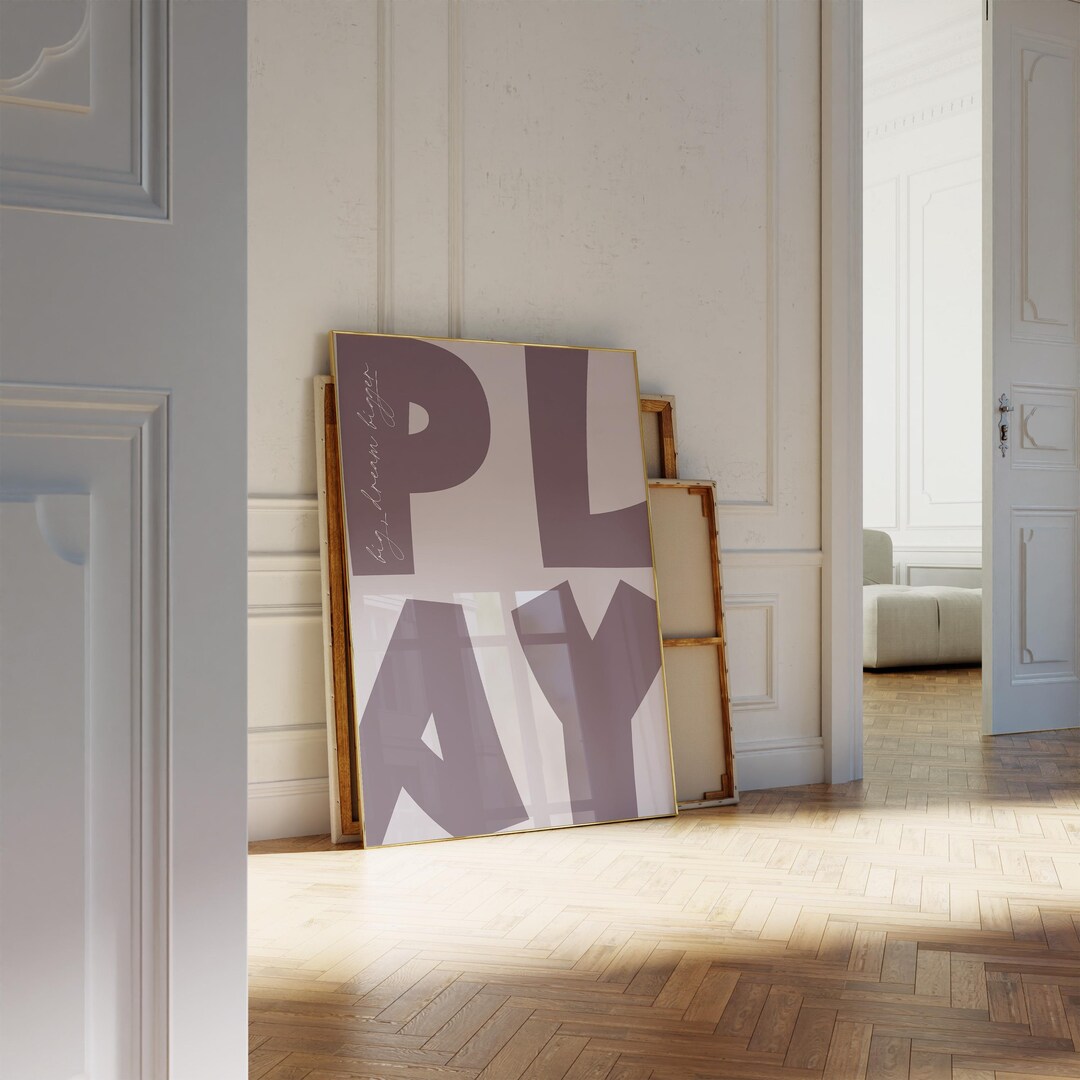 Play Typography Poster, Playroom Wall Art Print, Preppy Play Big Dream ...