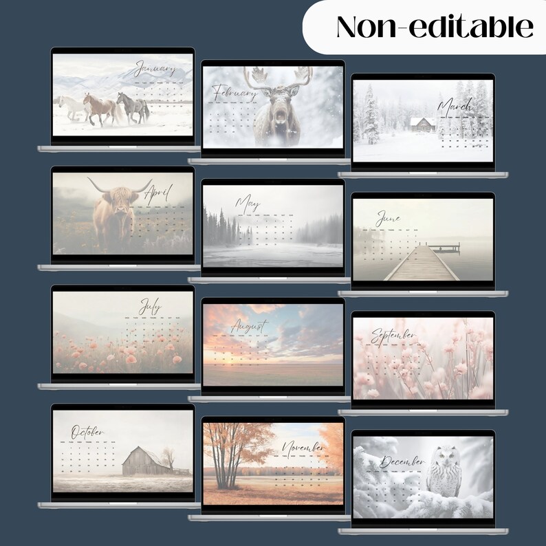 2024 Monthly Desktop Calendar Wallpaper Calendar Background, Rustic ...