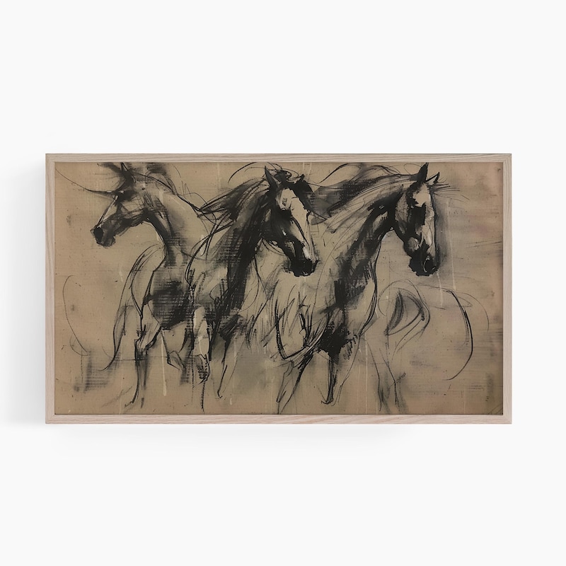 Horse Drawing Art Framed - Etsy