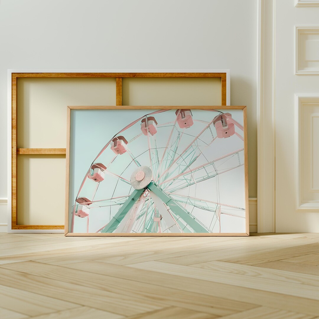 Ferris Wheel Wall Art Print, Pastel Ferris Wheel Wall Art, Fun Fair ...
