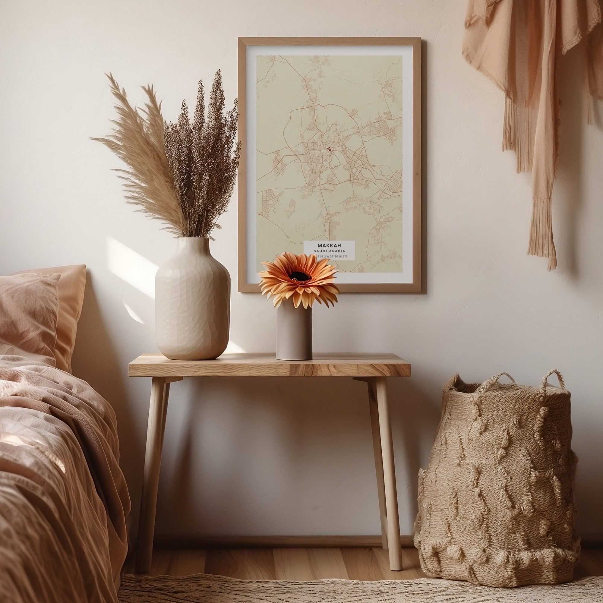 Makkah Map Art Print: Islamic Home Decor, Umrah Gift (PDF) - Etsy