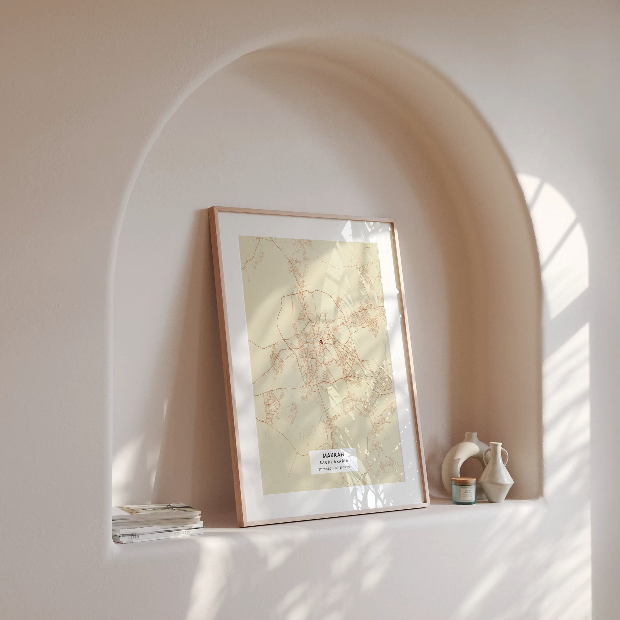 Makkah Map Art Print: Islamic Home Decor, Umrah Gift (PDF) - Etsy