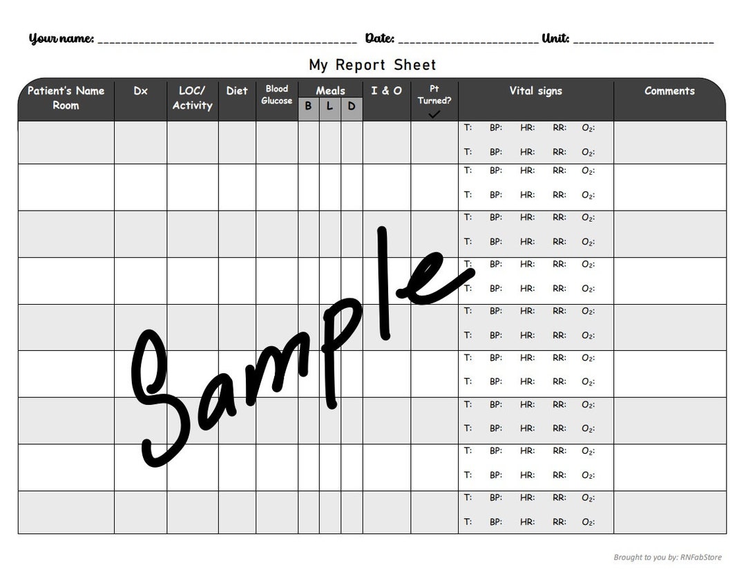 The Ultimate PCT/CNA Report Sheet (you’ll Love It!) - Etsy