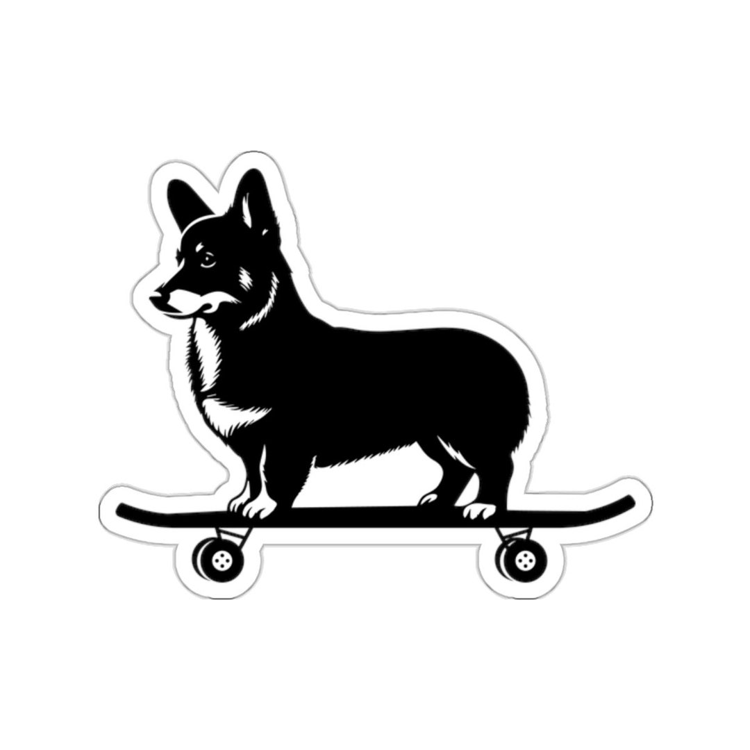 Corgi on Skateboard Sticker, Fun Corgi Decal, Corgi on Board Sticker ...