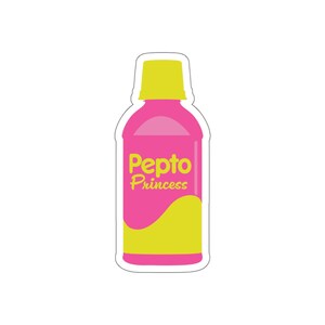 Pepto Princess Sticker, Funny IBS Sticker, Tummy Hurts Decal, Stomach ...