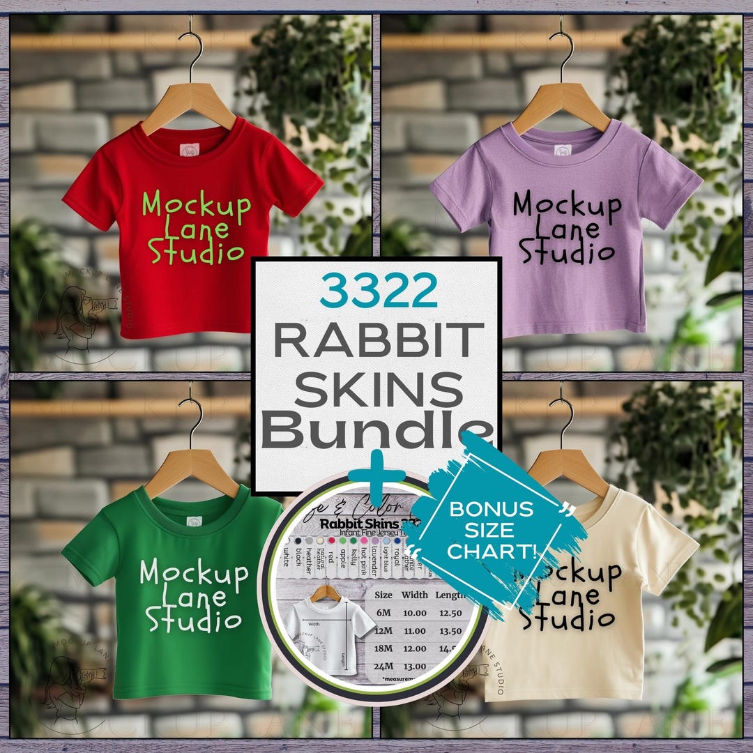 Rabbit Skins 3322 Mockup Bundle, Infant Fine Jersey Tee Bundle, Baby ...