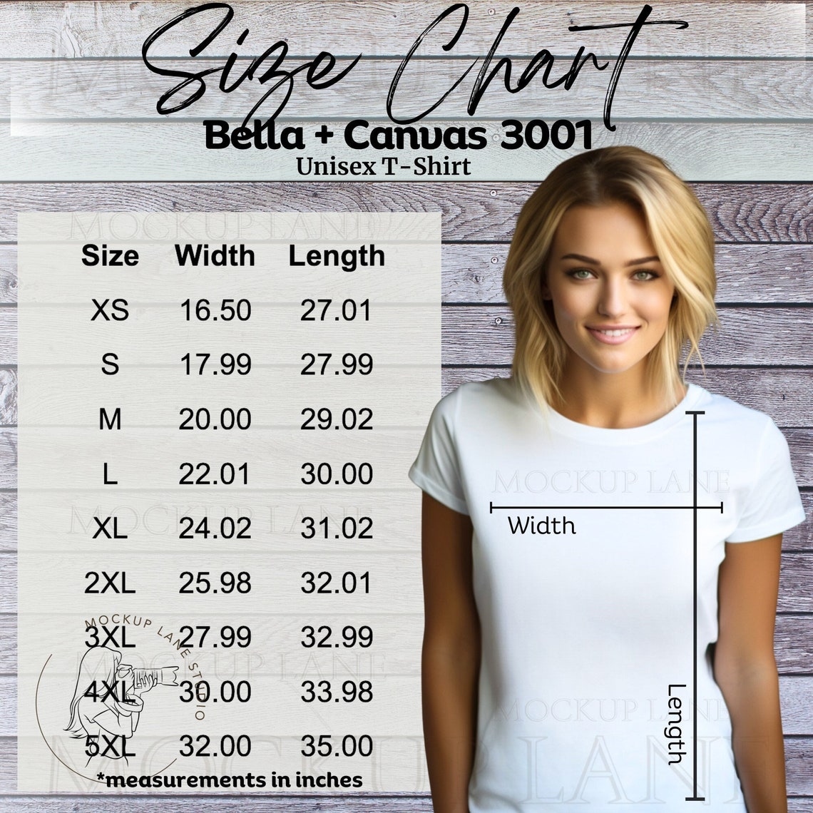 Bella Canvas 3001 Female Model Size Chart, Bellacanvas T-shirt Size ...