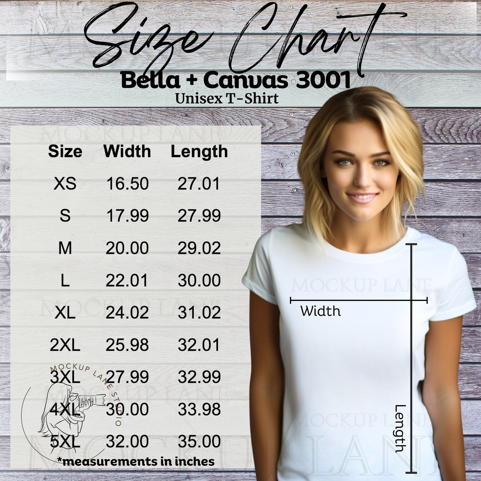Bella Canvas 3001 Female Model Size Chart, Bellacanvas T-shirt Size ...