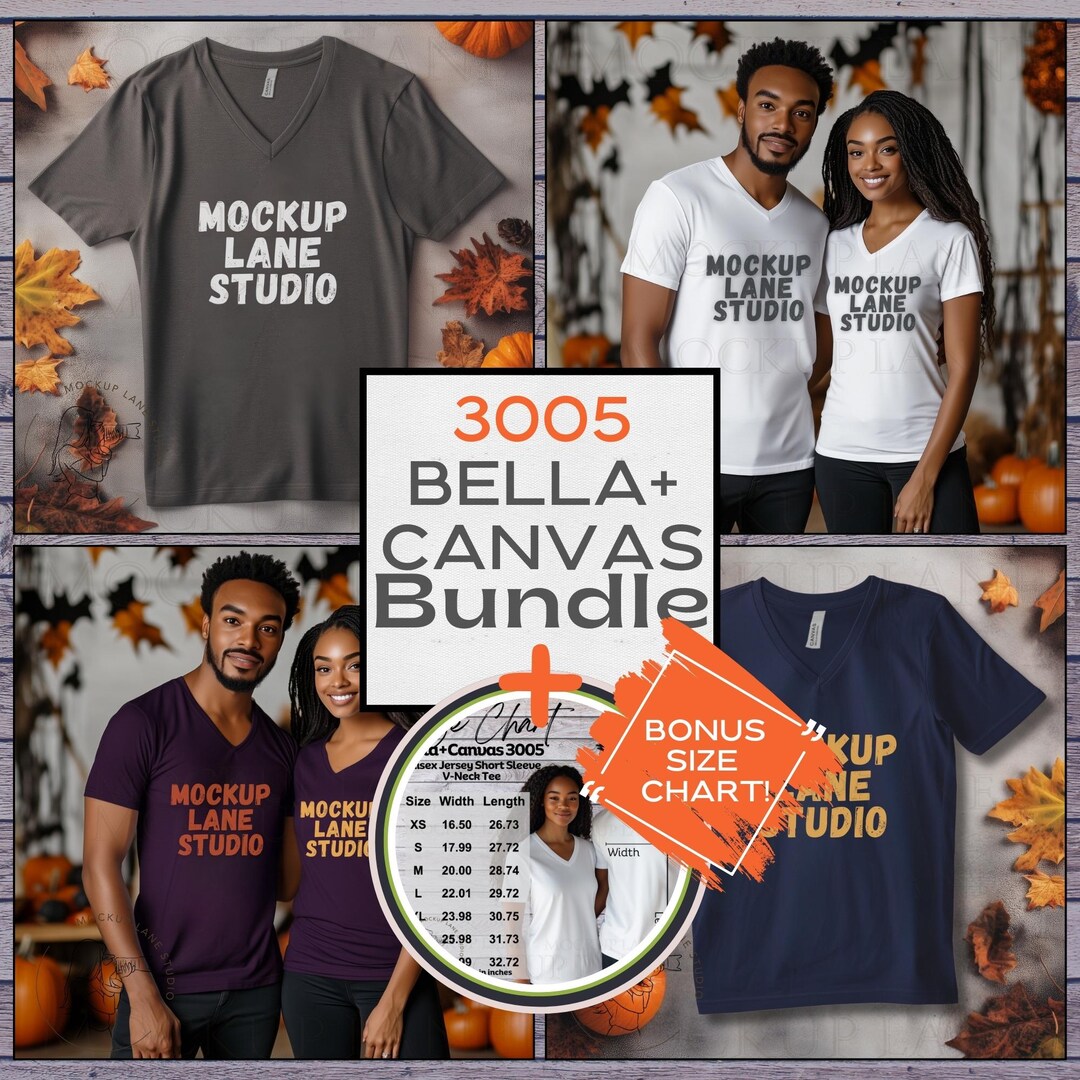 Bella Canvas 3005 Mockup Bundle for Fall, Bella and Canvas Couples Mockups, BC 3005, Diversity T ...