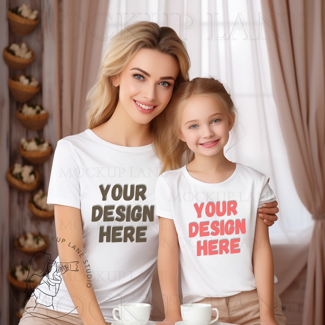 Mama and Child White T-shirt Mockup, Mother's Day Shirt Mock-up, 3001 ...