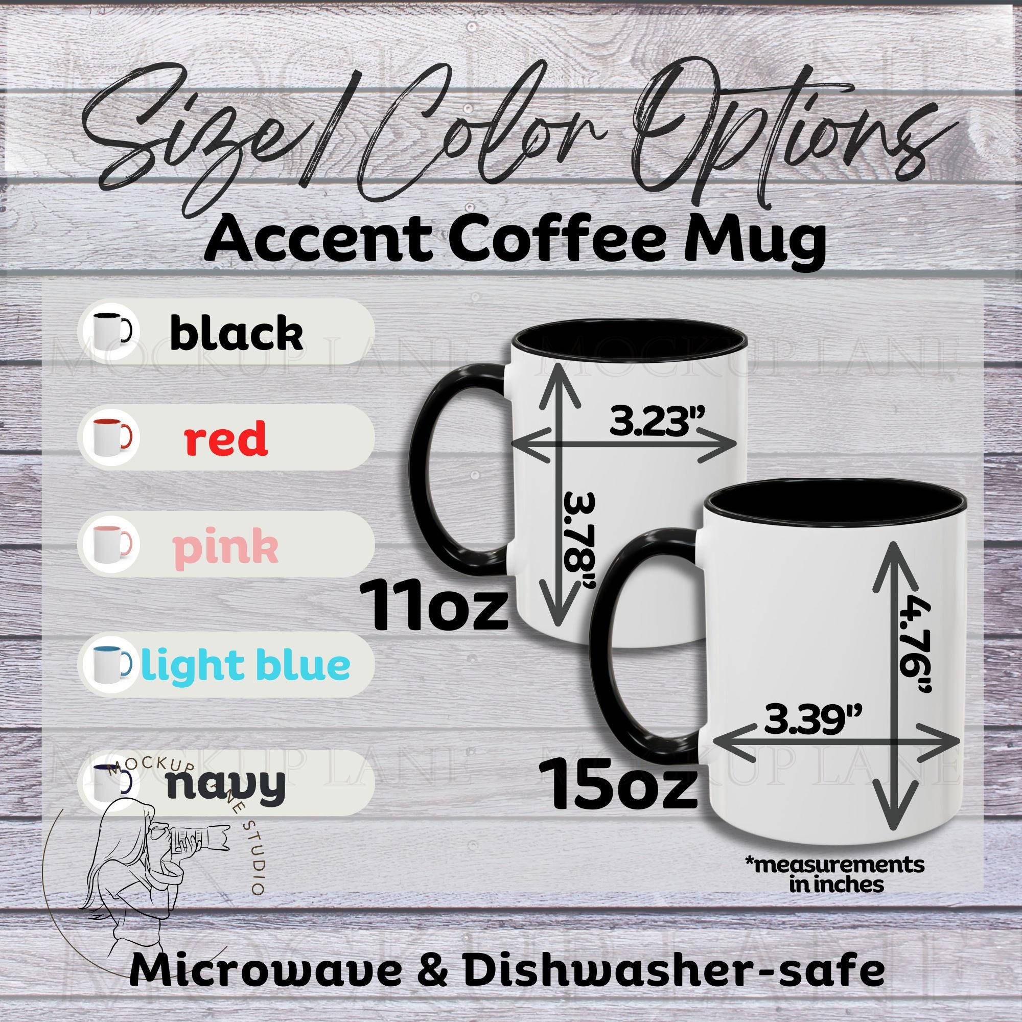 Mug Size Chart, Accent Coffee Mug, 11oz Coffee Mug Mockup, Mug Size and ...