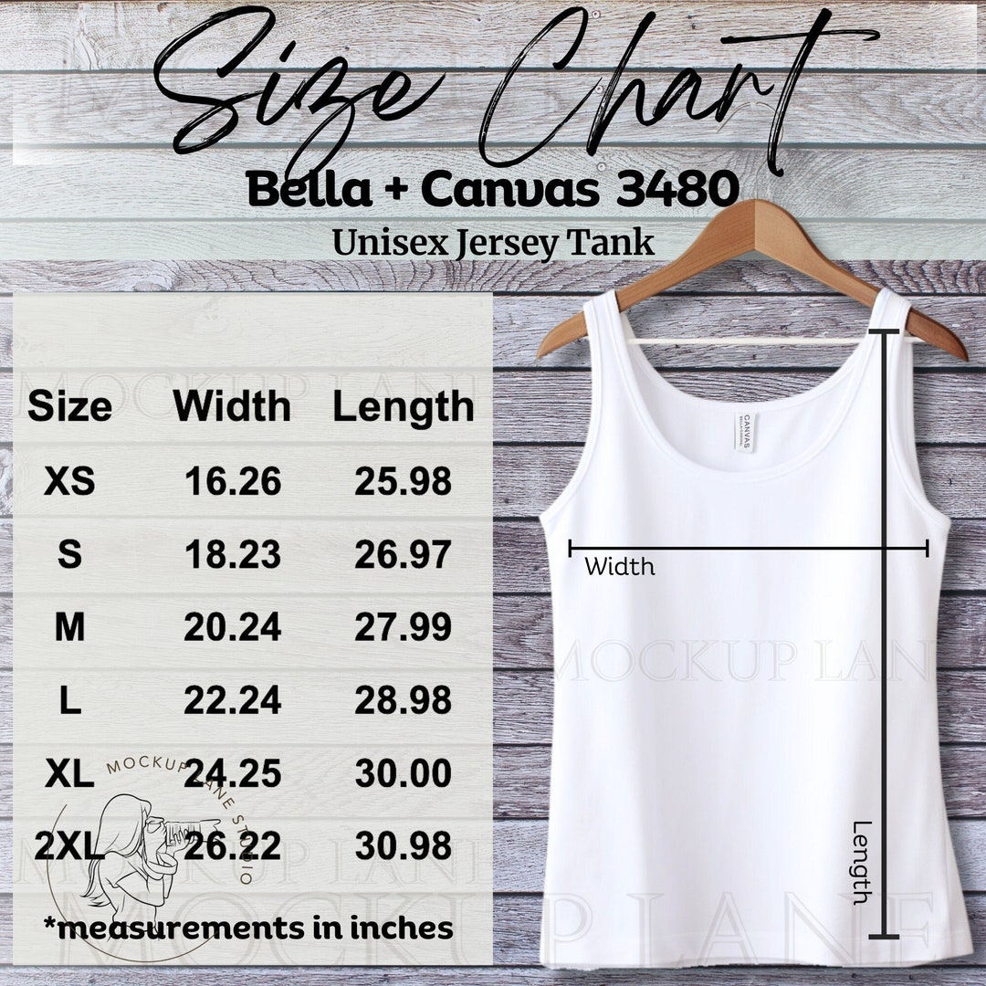 Bella + Canvas 3480 Size Chart, Bellacanvas Tank Top Size Chart, Bella ...