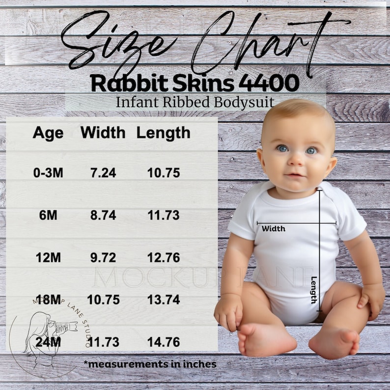 Rabbit Skins 4400 Size Chart, Onesie Size Chart, RS 4400 Infant Sizing ...