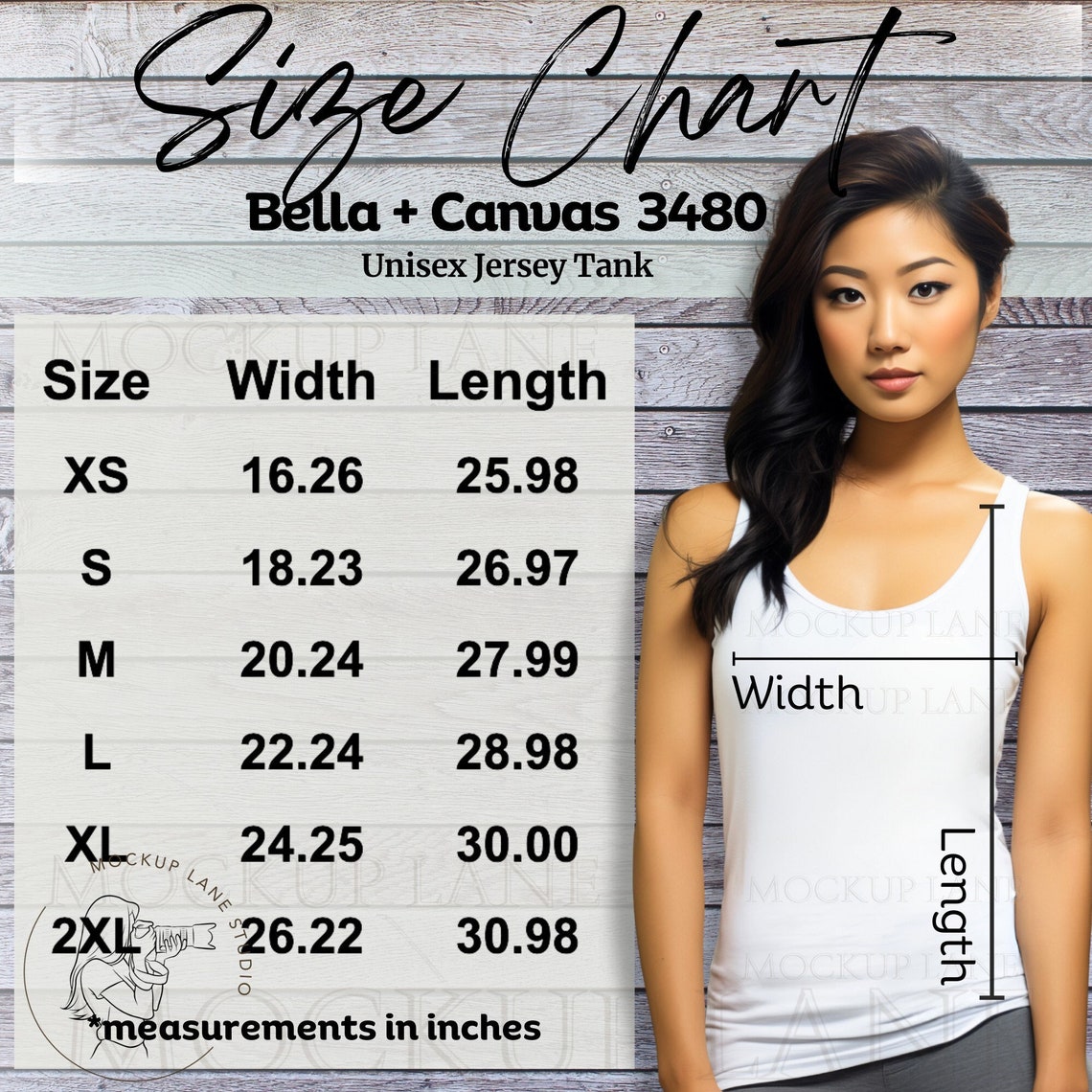 Bella Canvas 3480 Size Chart, Bellacanvas Tank Top Size Chart, Bella ...