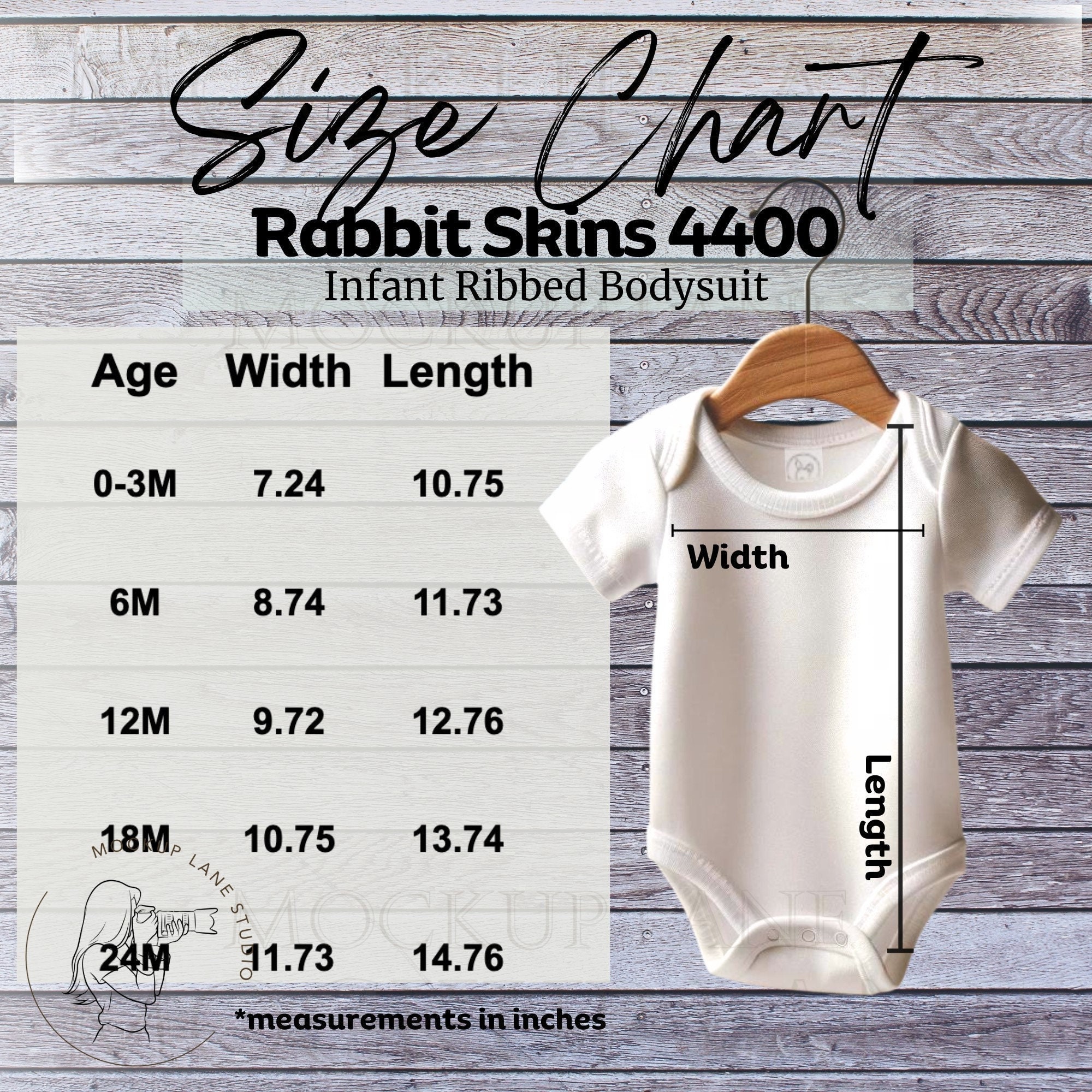 Rabbit Skins 4400 Size Chart, Infant Onesie Size Chart, RS 4400 Sizing ...