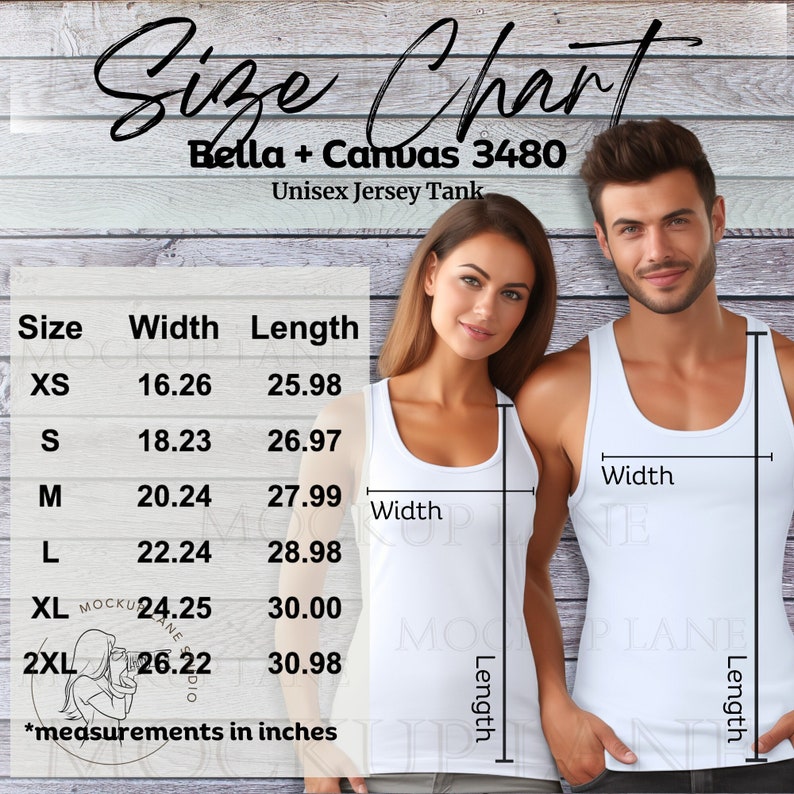 Bella + Canvas 3480 Size Chart, Bellacanvas Tank Top Size Chart, Bella ...