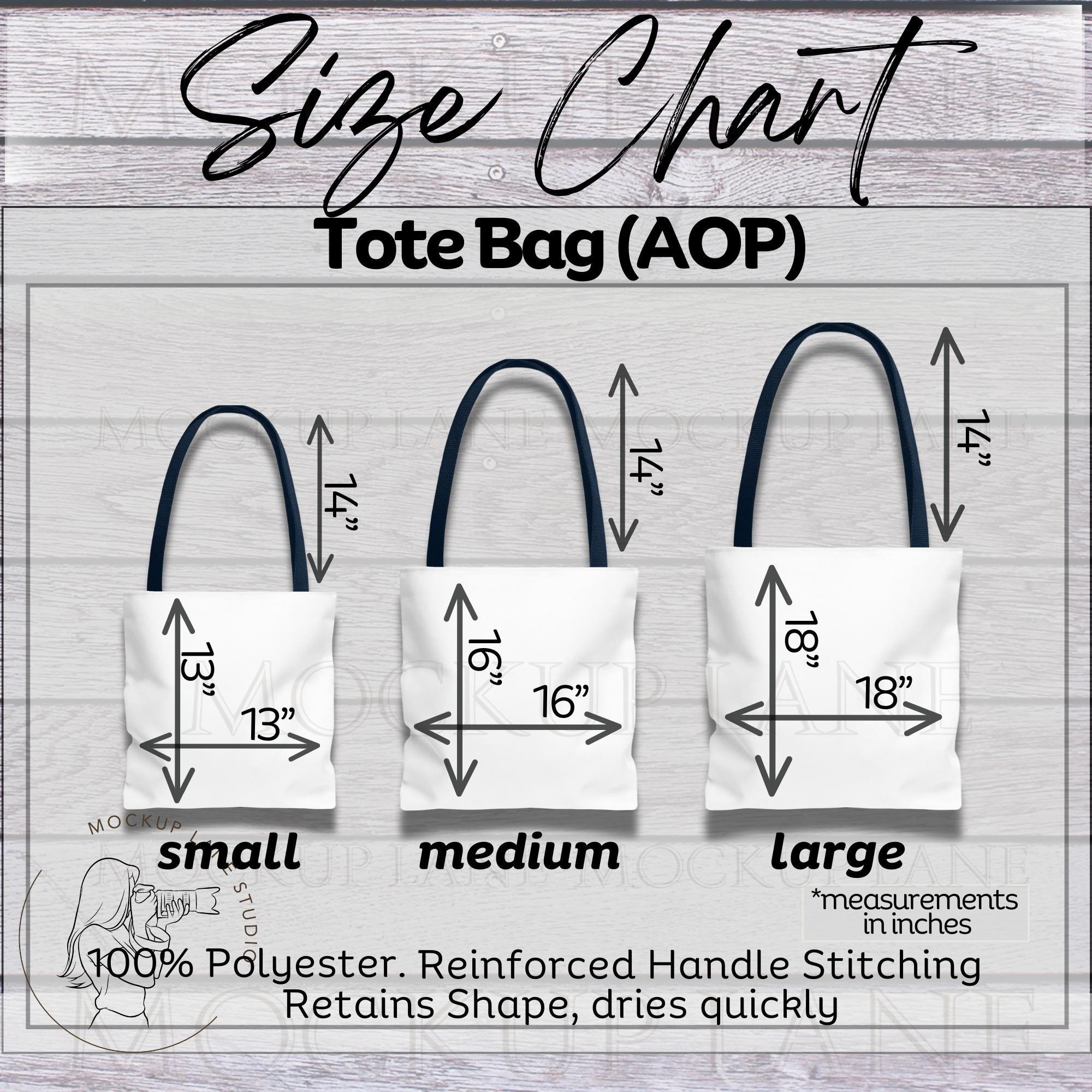 Aop Tote Bag Size Chart Canvas Tote Bag Size Chart Mockup Tote Bag