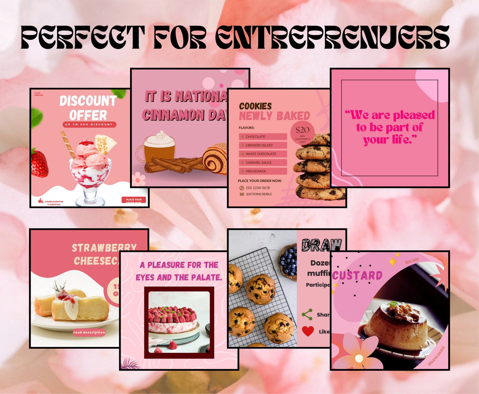 50 Instagram Post Templates Bakery, Pastry, Pastry, Canva, Editable ...