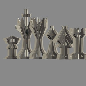Angular Stylized 3D Printable Chess Set STL Files - Etsy