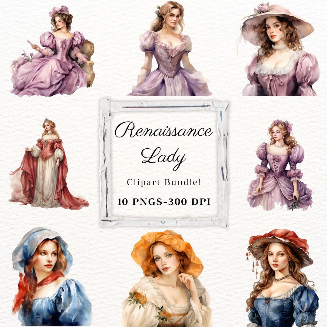 Renaissance Lady Clipart 10 High-quality PNG Digital - Etsy